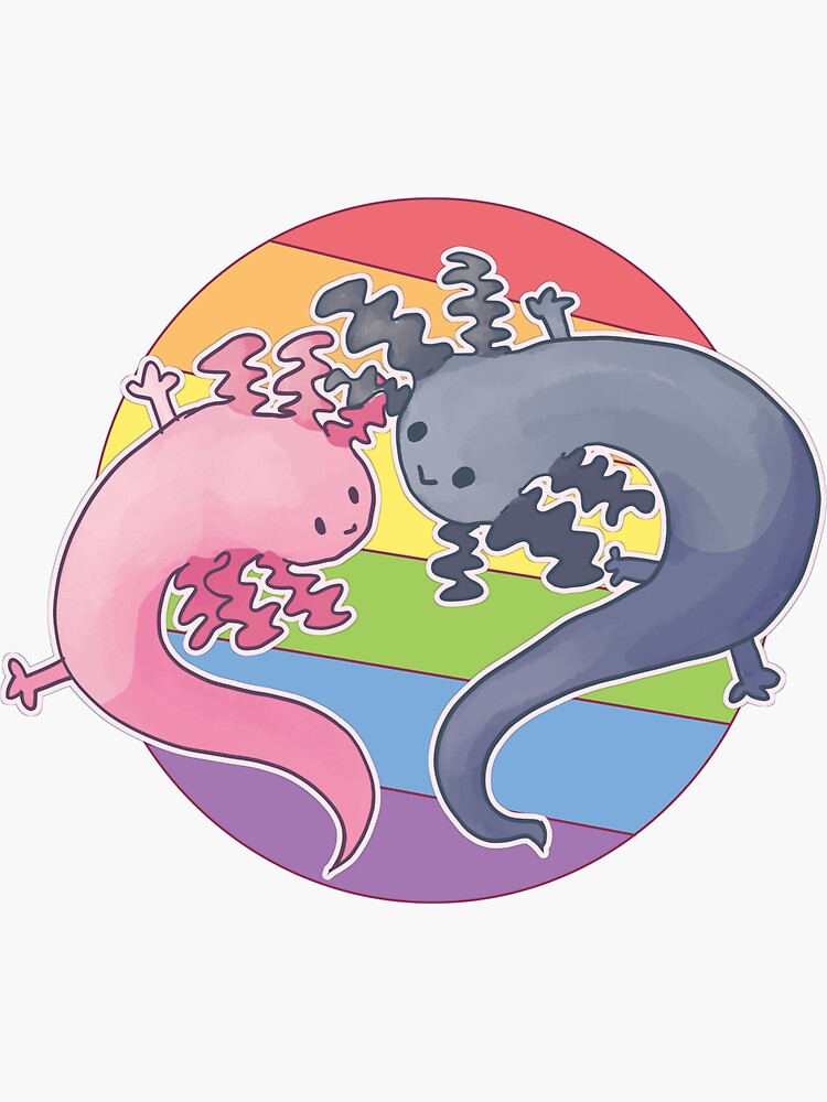 "Rainbow Axolotls " Sticker for Sale by ForTheFrogWar | Redbubble