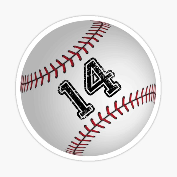"Baseball ball number 14, fourteen " Sticker for Sale by TheCultStuff ...