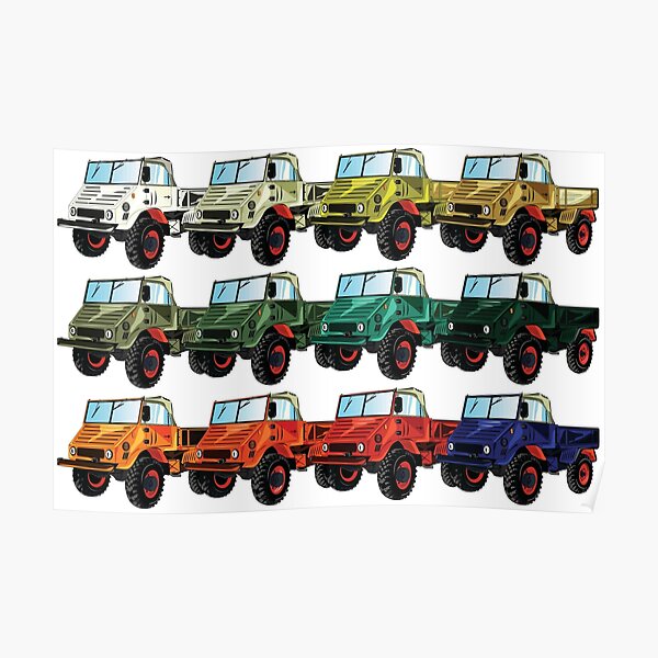 "Farbpalette Unimog - Oldtimer - Regenbogen anders" Poster von ...