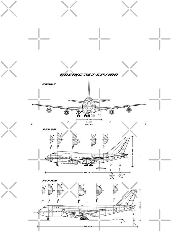 "Boeing 747-SP and 747-100 Blueprint" iPhone Case for Sale by RHorowitz ...