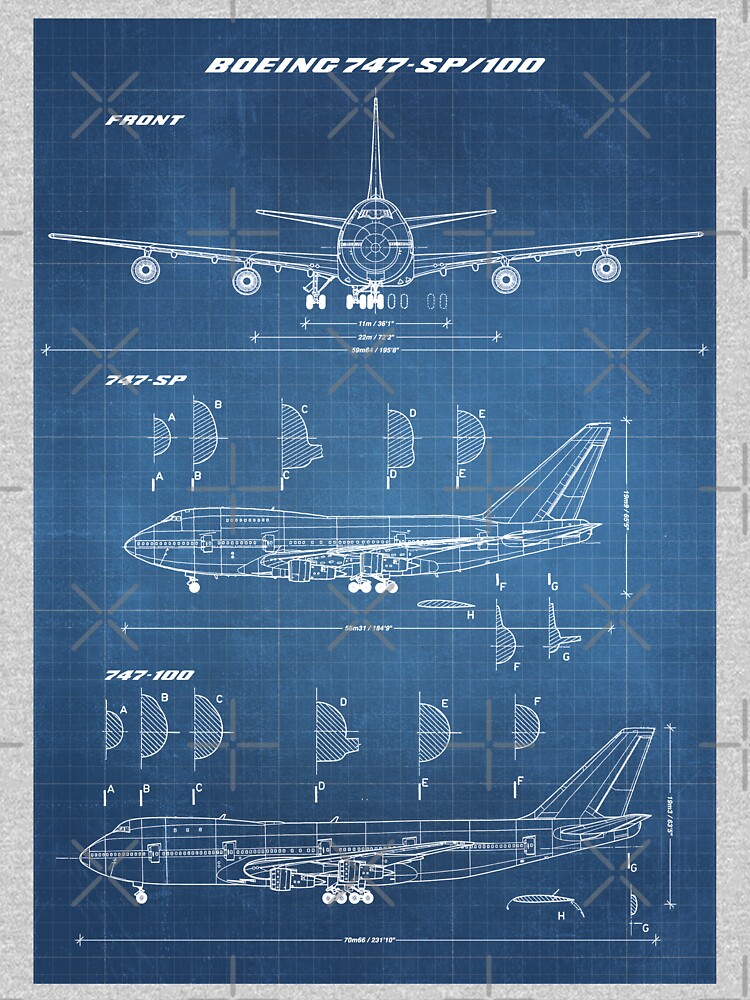 "Boeing 747-SP & 747-100 Concept Drawing (light blueprint)" Kids ...