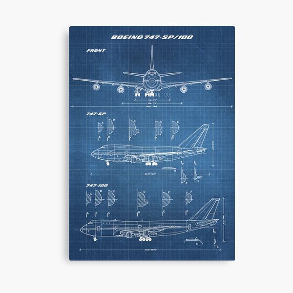 "Boeing 747-SP & 747-100 Concept Drawing (light blueprint)" Canvas ...