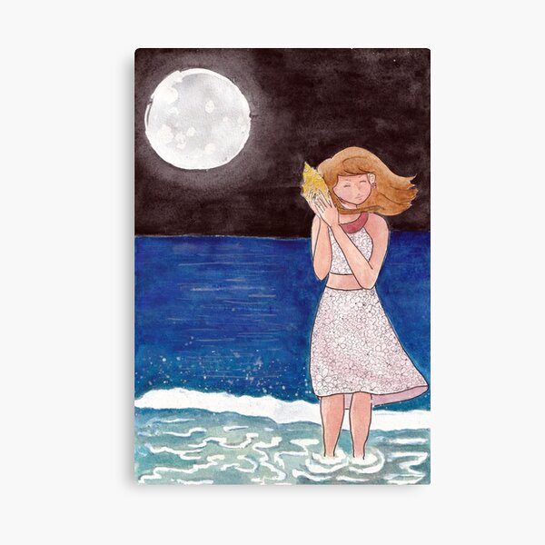 "The song of the seashell under the moonlight" Canvas Print for Sale by ...