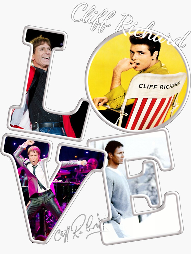 "legend musician singer man cliff richard " Sticker for Sale by ...
