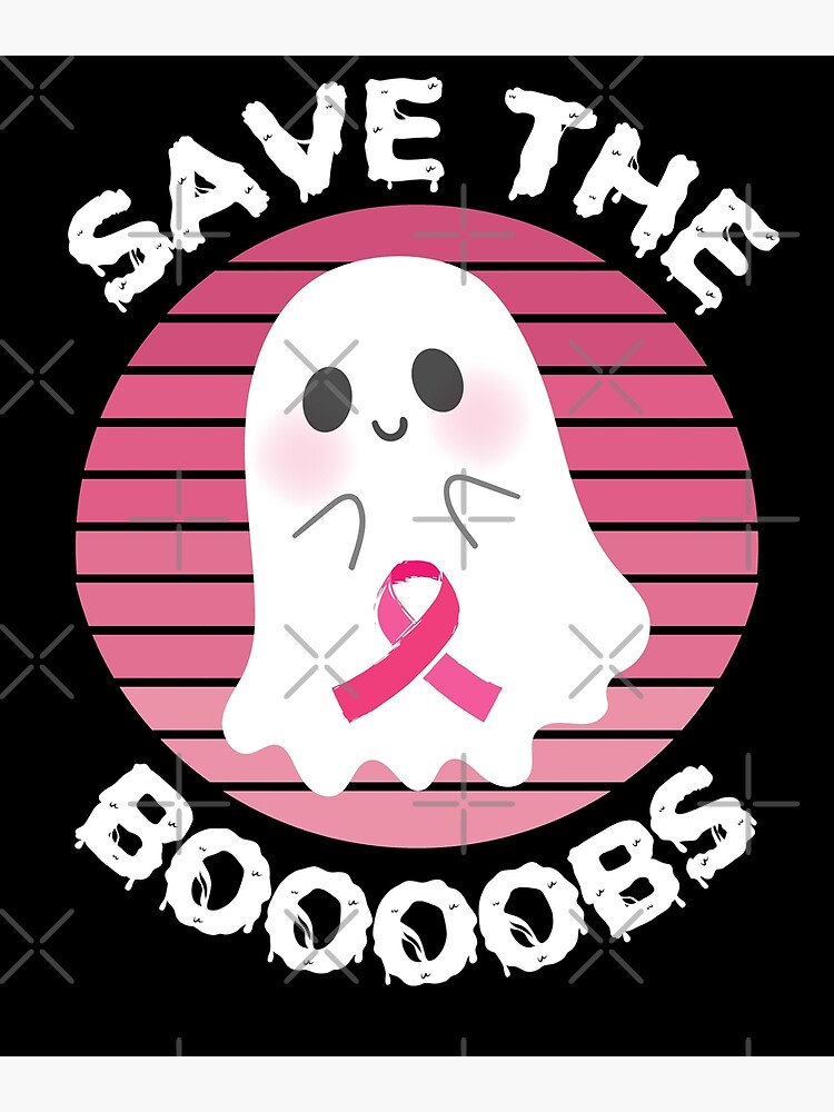 "Halloween Cute Ghost Pink Ribbon Breast Cancer Awareness" Poster for ...
