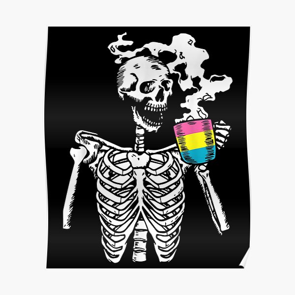 "Skeleton Drinking Coffee Trans Gender Pride Skull Lgbtq Ally" Poster ...