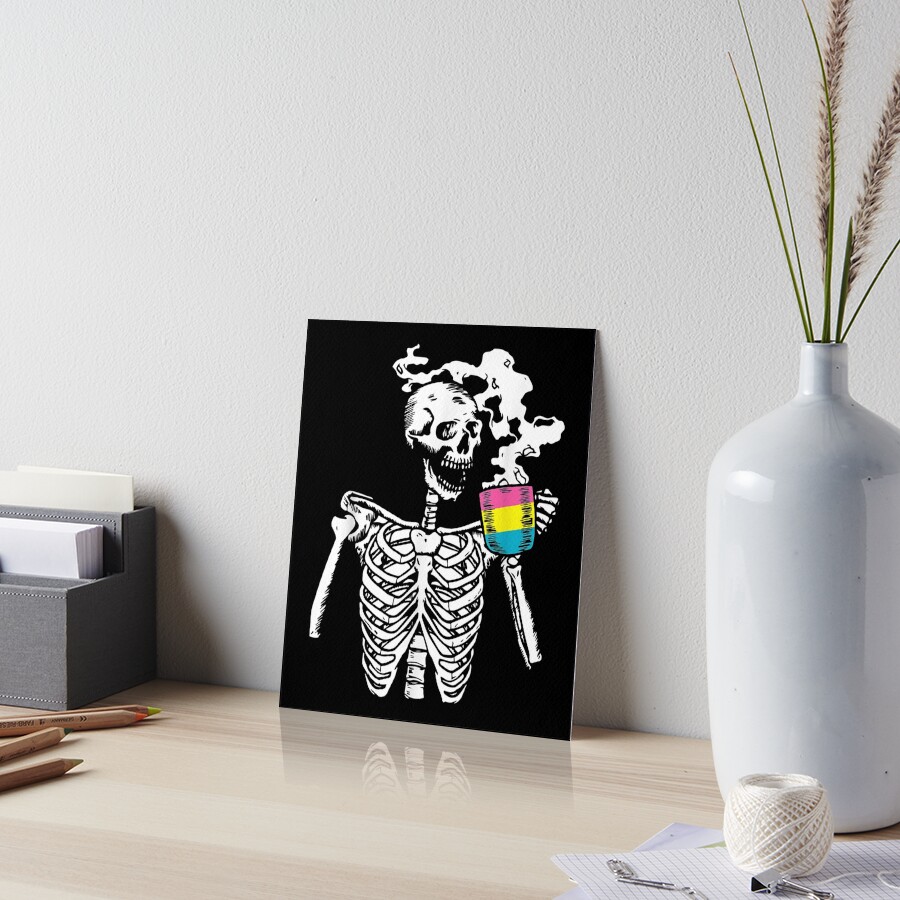 "Skeleton Drinking Coffee Trans Gender Pride Skull Lgbtq Ally" Art ...
