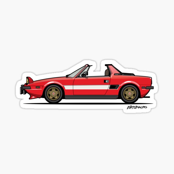 "Fiat Bertone X1/9 Red With White Side Stripes" Sticker for Sale by ...