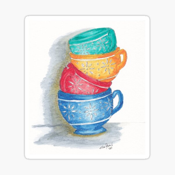 "Cups in the cupboard" Sticker by evaason | Redbubble