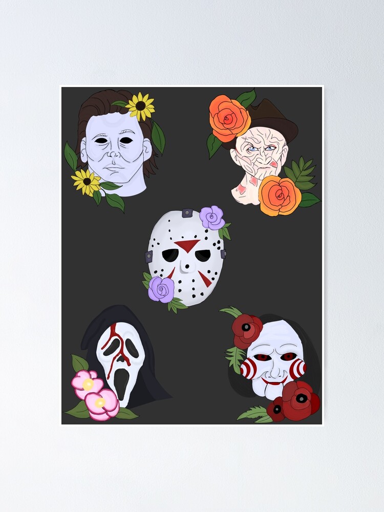 "Slashers & Flowers" Poster for Sale by Jupiterthesloth | Redbubble