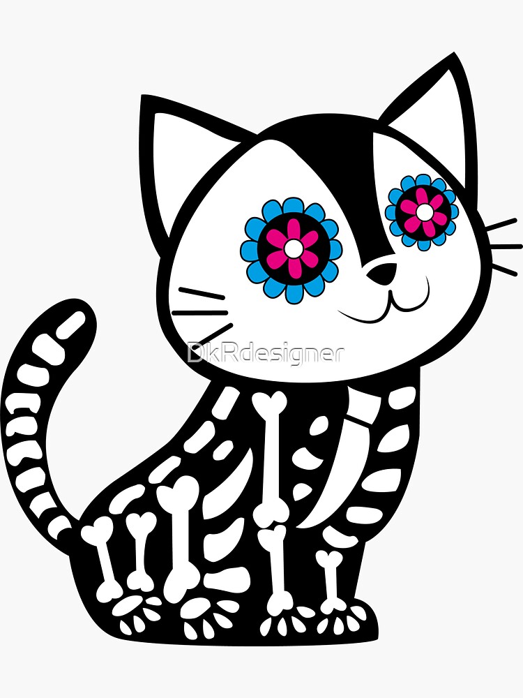 "Day of the Dead cat" Sticker by DkRdesigner | Redbubble
