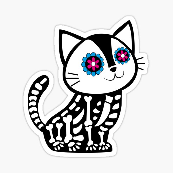 "Day of the Dead cat" Sticker by DkRdesigner | Redbubble