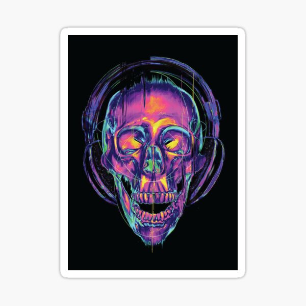 "TRIPPY NEON SKULL" Sticker by comicurl | Redbubble