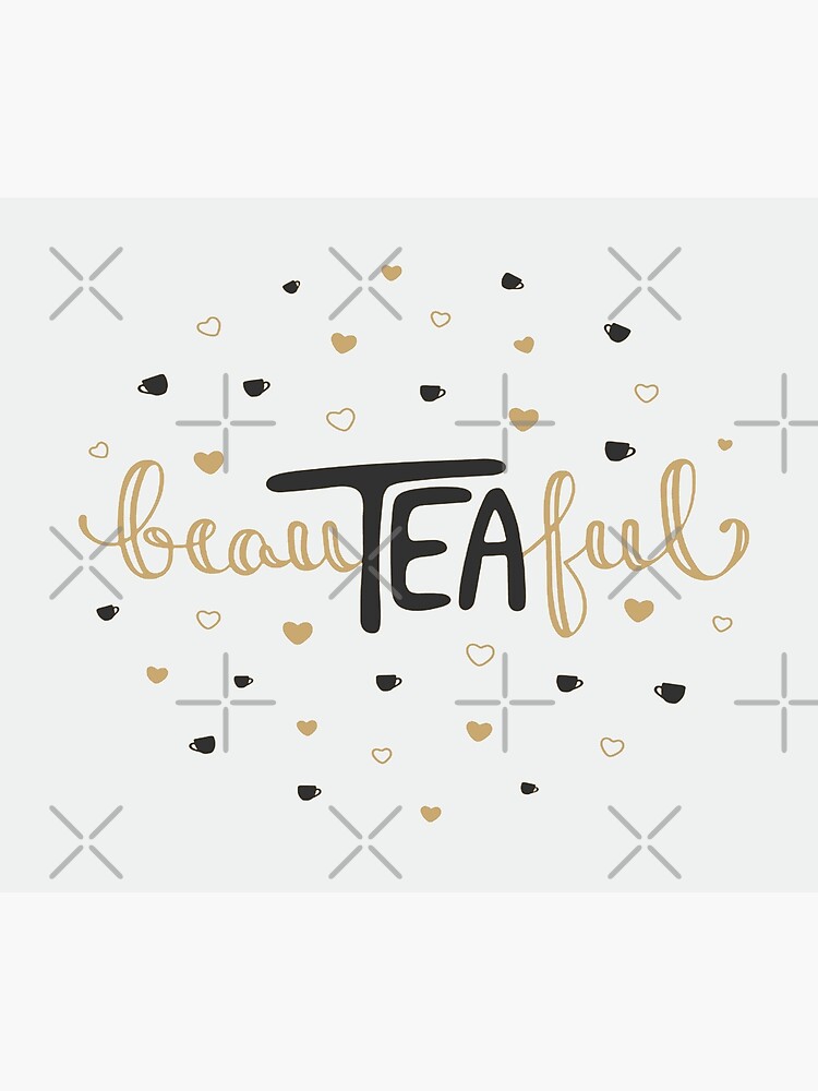 Póster «Beau Tea ful (hermoso) con pequeñas tazas y corazones en ...