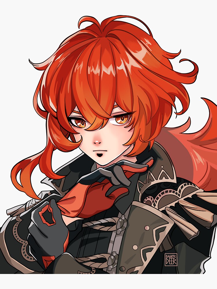 "Genshin Impact Diluc" Sticker for Sale by Galactic-deer | Redbubble