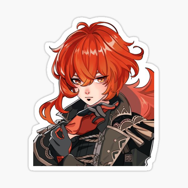 "Genshin Impact Diluc" Sticker for Sale by Galactic-deer | Redbubble