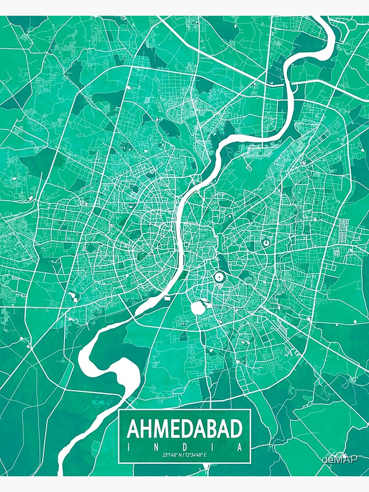 "Ahmedabad City Map of Gujarat, India - Watercolor" Poster for Sale by ...