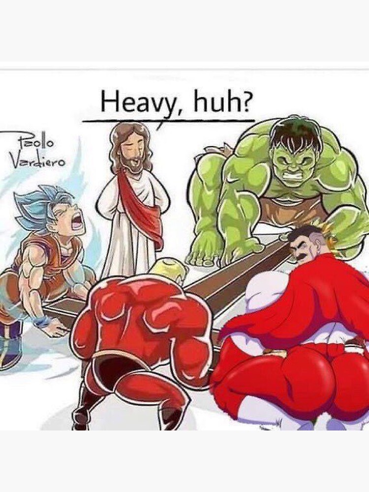 "heavy, huh?" Sticker for Sale by P34NUTXD | Redbubble