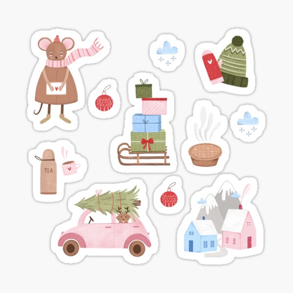 "Winter set sticker pack Snowy mood aesthetic" Sticker for Sale by ...