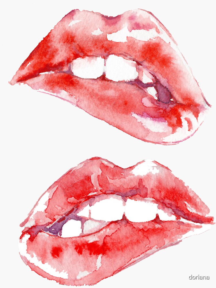 "Biting Lips" Sticker for Sale by doriana | Redbubble