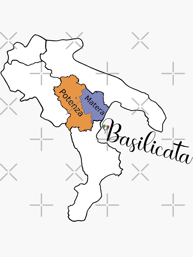 "Basilicata Region Map - Provinces of Basilicata" Sticker for Sale by ...