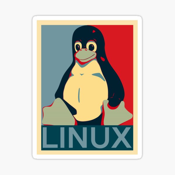 "Tux Linux Hope Poster Parody Design for Free Software Geeks" Sticker ...