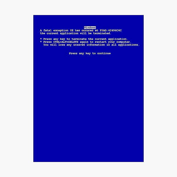 "Windows blue screen of death BSOD" Photographic Print by King84 ...