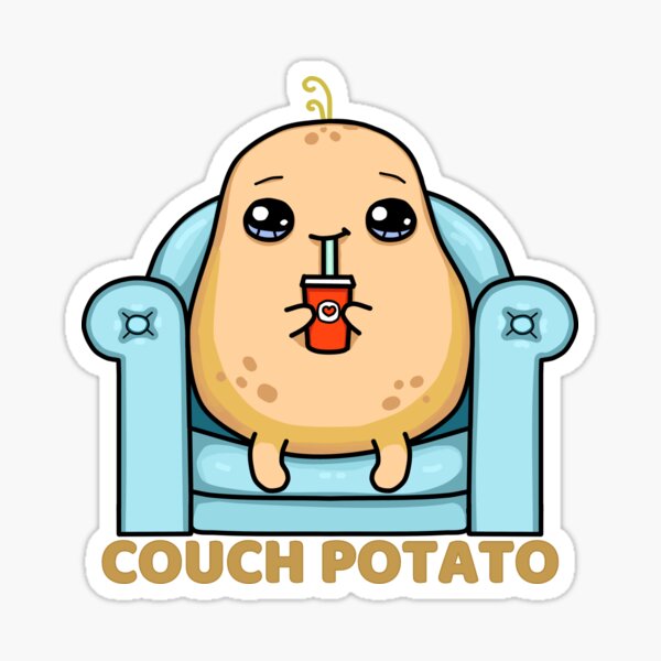"Happy Couch Potato - Food Pun" Sticker for Sale by MarinaGorban ...