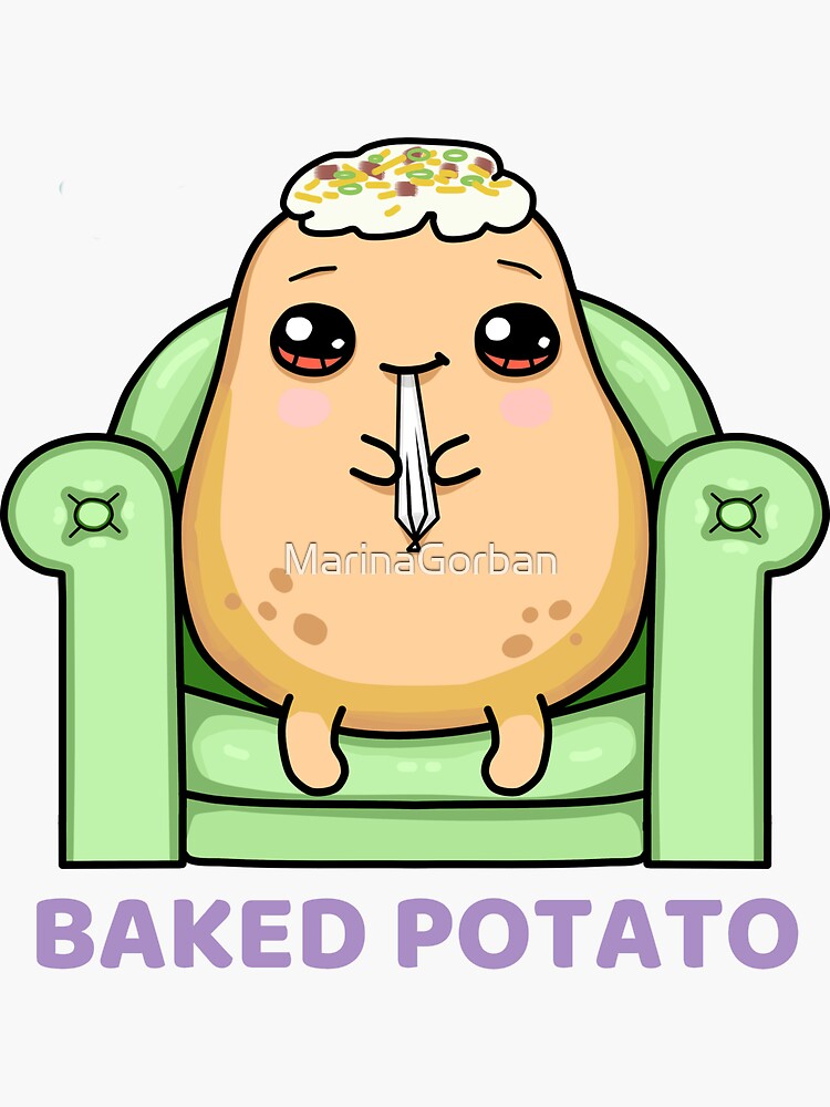 "Happy Baked Potato - Food Pun" Sticker for Sale by MarinaGorban ...