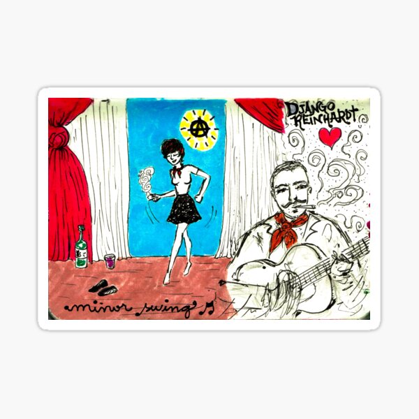 "Django Reinhardt Minor Swing Pop Culture Art girl Beaultiful " Sticker ...