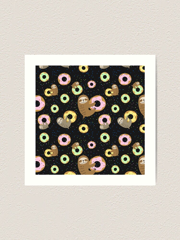 "Cute sloth with sweet doughnuts, kawaii sloths and colorful yummy ...