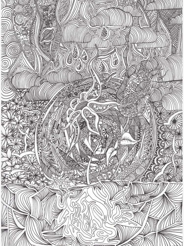 "Black and White Surrealist Landscape Fineliner" Sticker by ...
