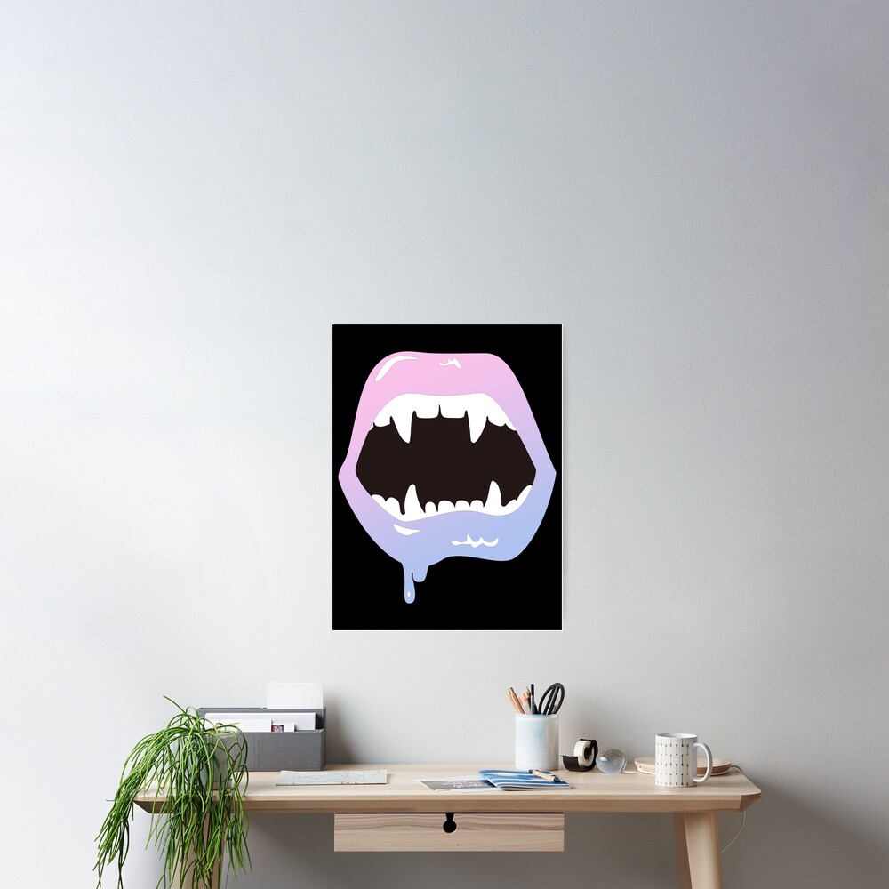 "Vampire Lips Vampire Teeth Vampire Bite Blood Kiss " Poster for Sale ...