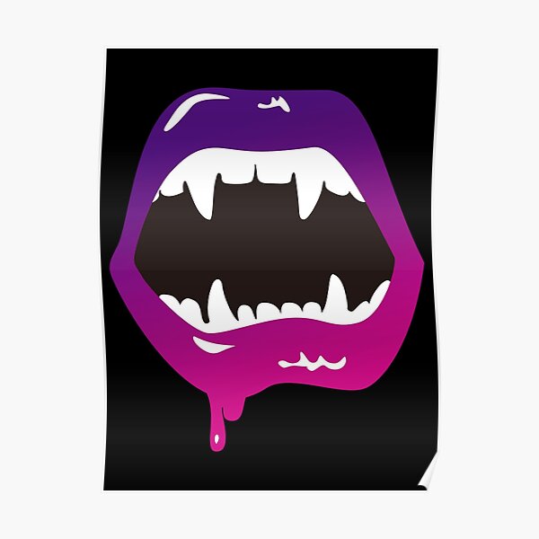 "Vampire Lips Vampire Teeth Vampire Bite Blood Kiss " Poster for Sale ...