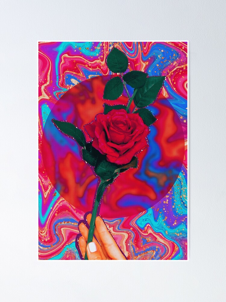 "Trippy Rose Glitter Sparkle Collage Art" Poster by hanabk | Redbubble