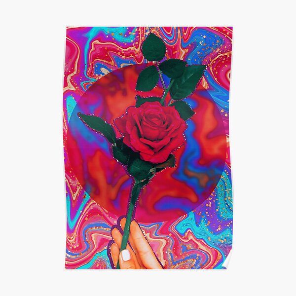 "Trippy Rose Glitter Sparkle Collage Art" Poster by hanabk | Redbubble