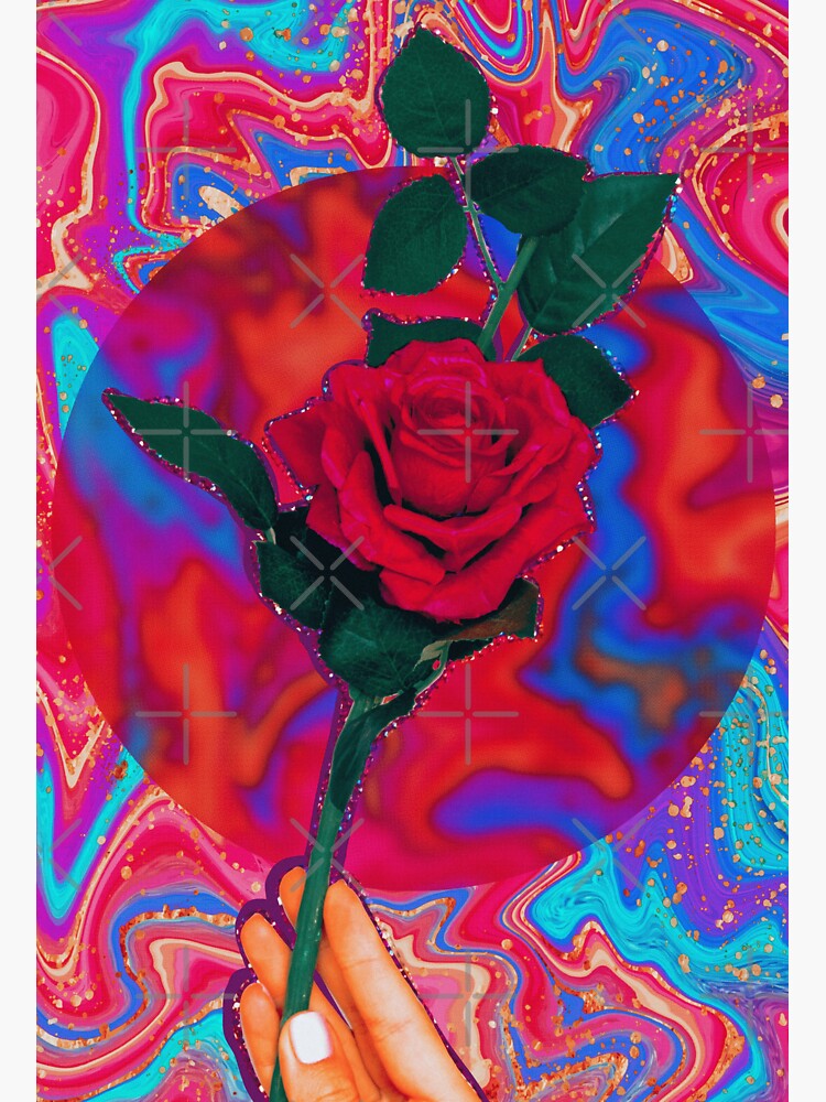 "Trippy Rose Glitter Sparkle Collage Art" Sticker for Sale by hanabk ...