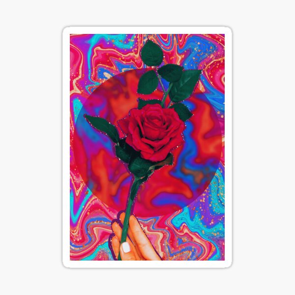 "Trippy Rose Glitter Sparkle Collage Art" Sticker for Sale by hanabk ...