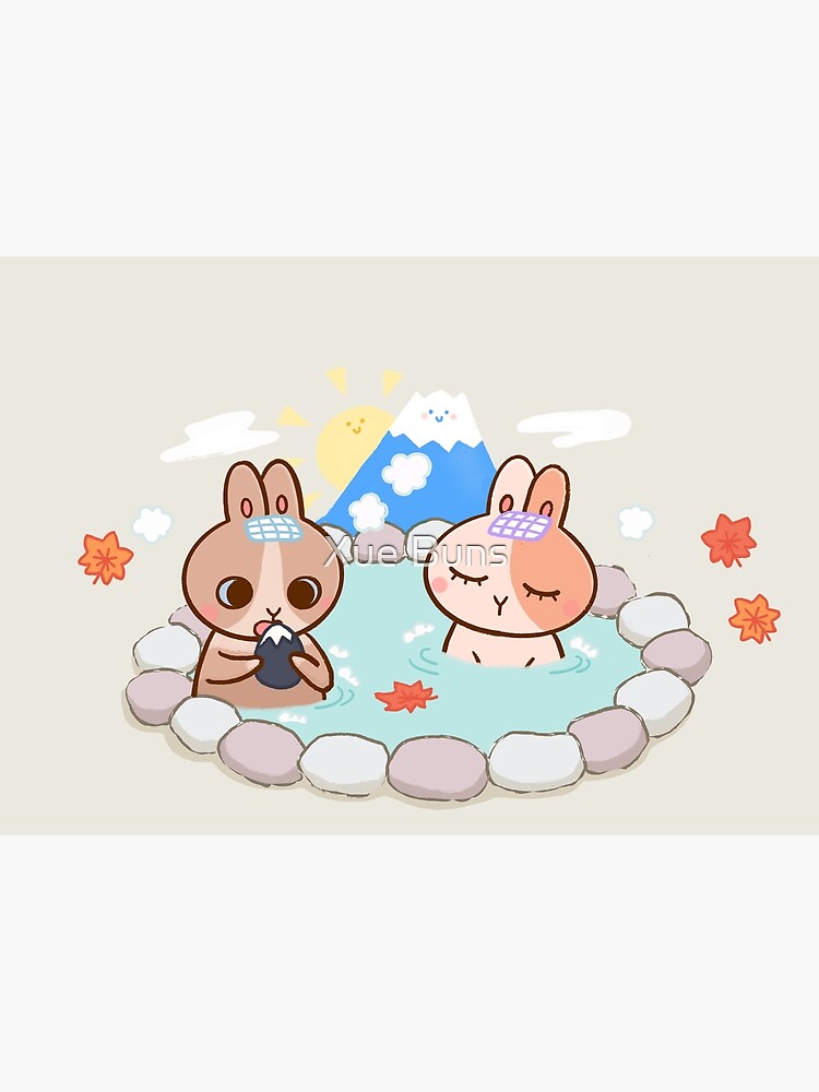 "Cute bunny rabbit characters at hotspring / onsen in Japan with Mount ...
