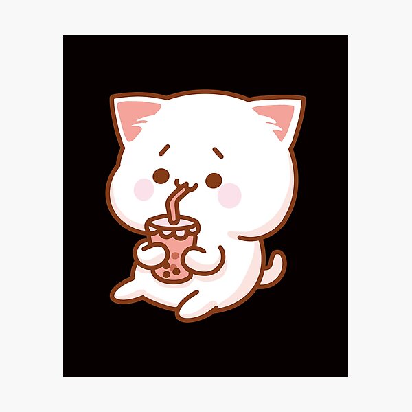 "Boba Tea Cute Kawaii Kitten - Cat Drinking Bubble Tea - Asian Inspired ...