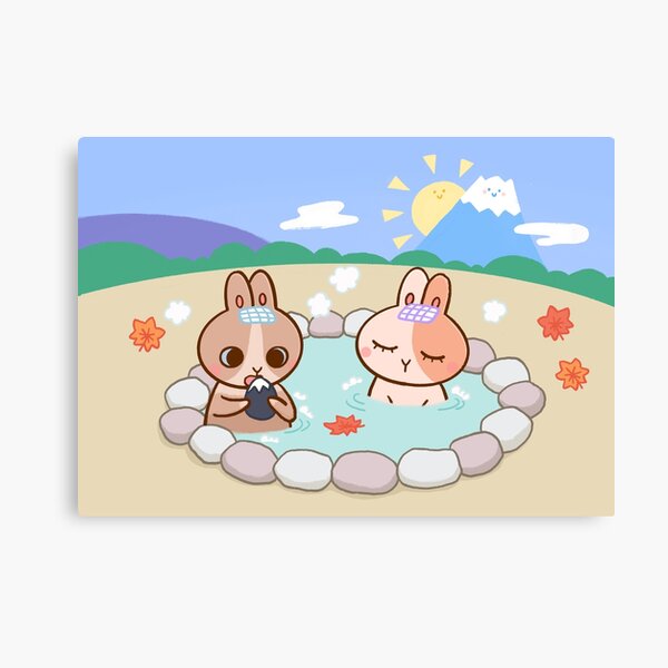 "Cute bunny rabbit characters at hotspring / onsen in Japan with Mount ...