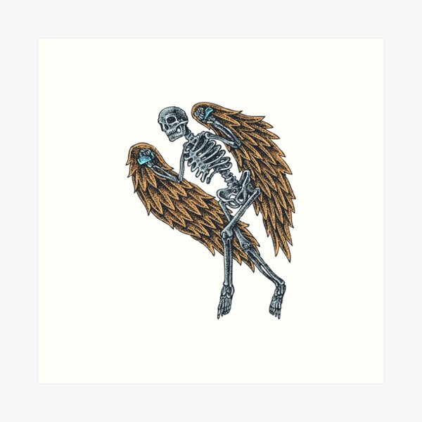 "Angel Skeleton Walking, Skeleton with Wings" Art Print by Obsesie ...