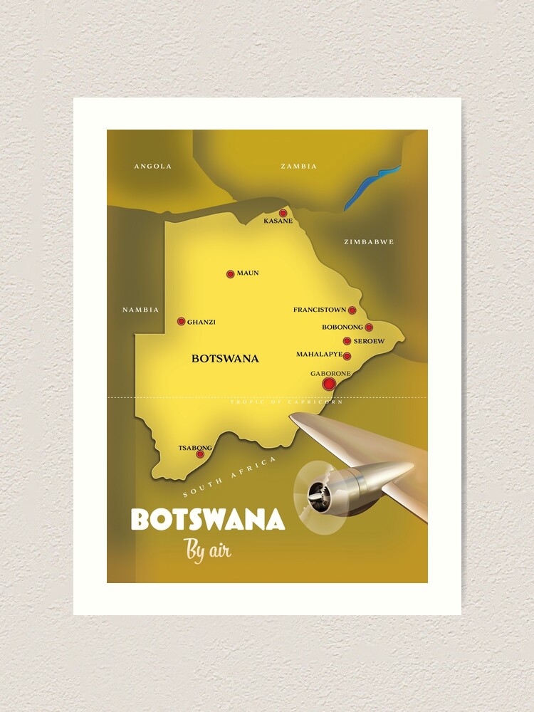 "Botswana Vintage map travel poster" Art Print for Sale by ...