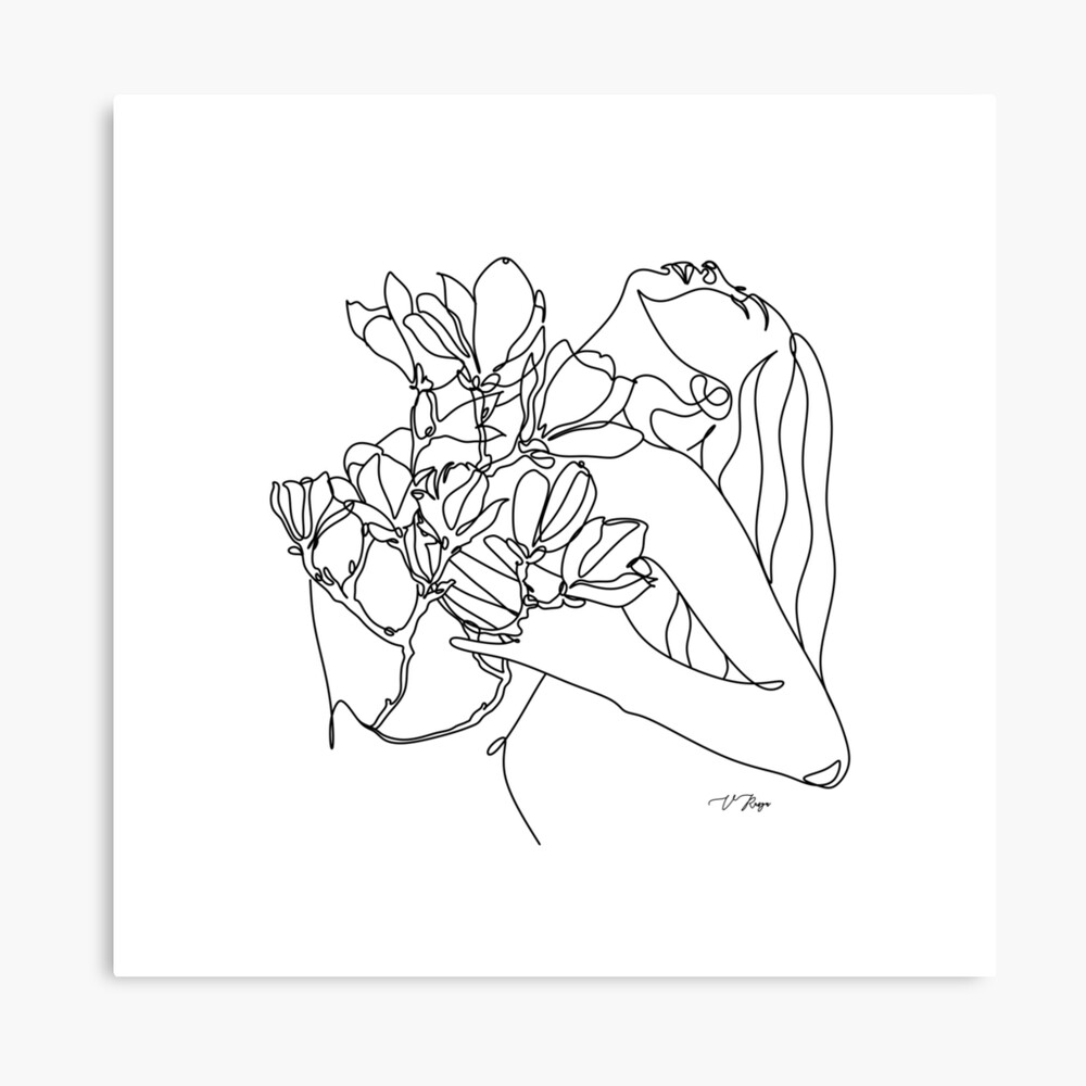 Minimal Line Art Woman With Flowers Ubicaciondepersonas Cdmx Gob Mx