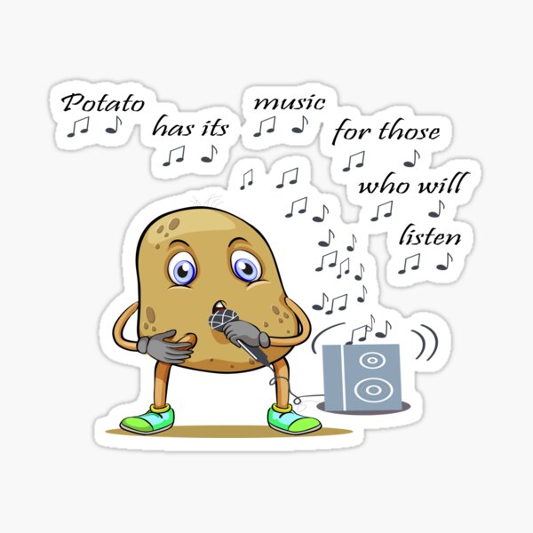 "Cute Spud Potato, potato and music lover." Sticker for Sale by ...