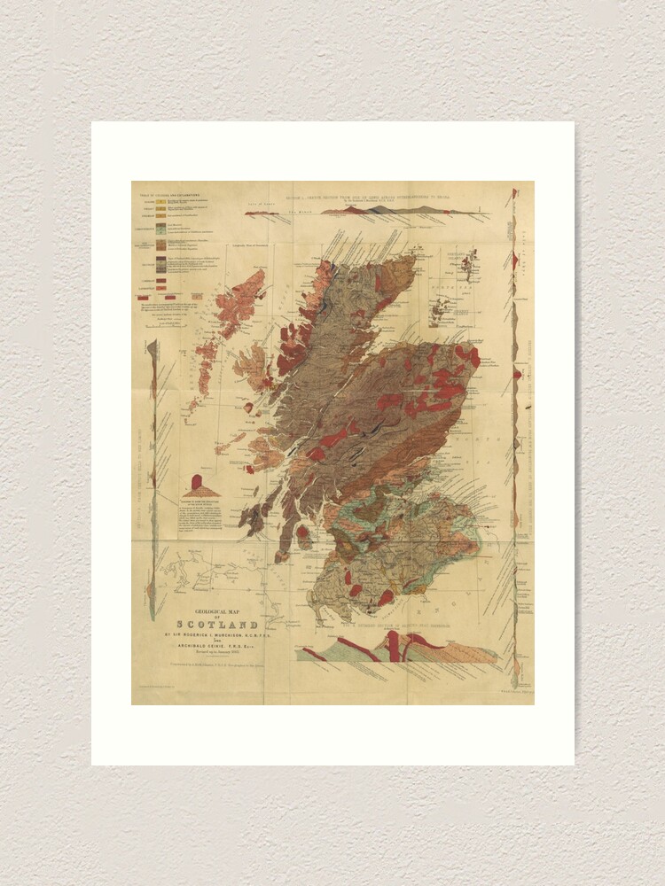 "Vintage Geological Map of Scotland" Art Print by lostfound | Redbubble