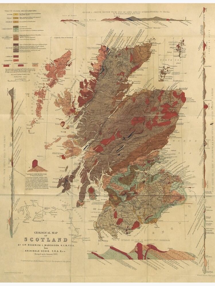 Vintage Geological Map of Scotland Premium Matte Vertical Poster sold ...