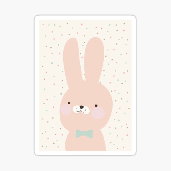 "Cute pink rabbit design for baby bedroom" Sticker for Sale by ...
