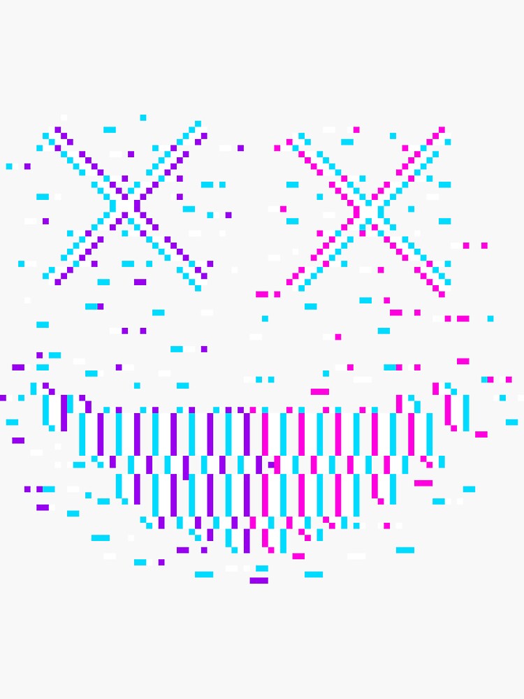 "Glitch corrupted smiley pixel face design" Sticker for Sale by Dream ...