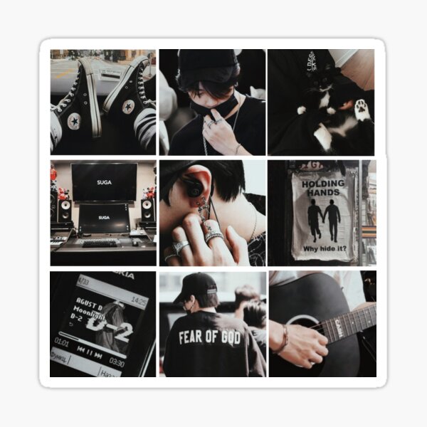 "Suga core black aesthetic moodboard" Sticker for Sale by gminforever5 ...
